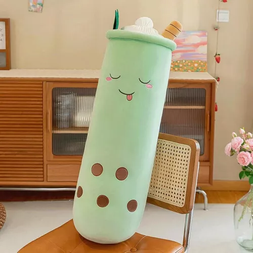 Perna Plus Bubble Tea Verde 80 cm &ndash Jucarie XL Pufoasa Antistres Decor