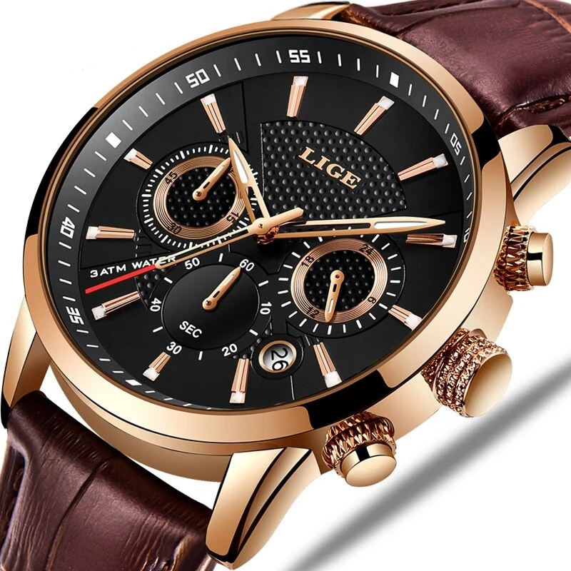 Ceas barbatesc Lige Elegant Quartz Curea din piele t5jq_701626012