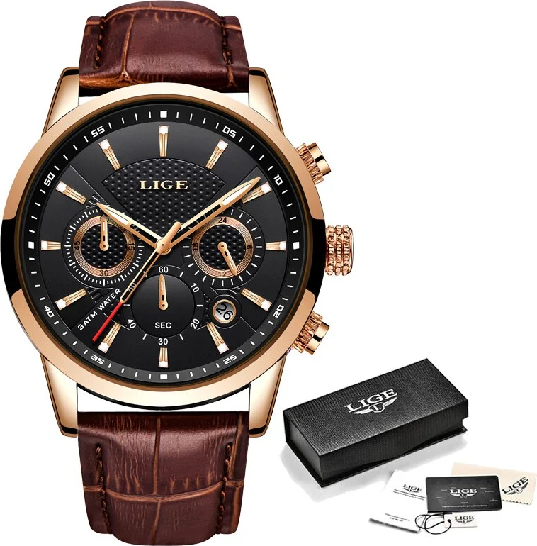 Ceas barbatesc Lige Elegant Quartz Curea din piele t5jq_701626012