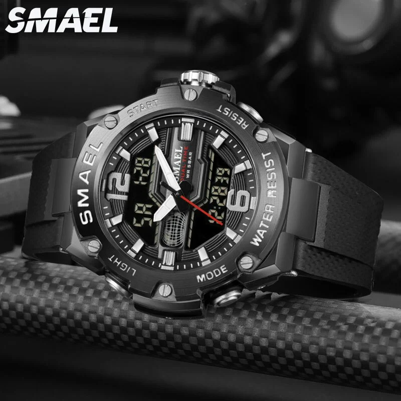 Ceas barbatesc sport Smael Negru Afisare data Cronometru Lumina yutz ...