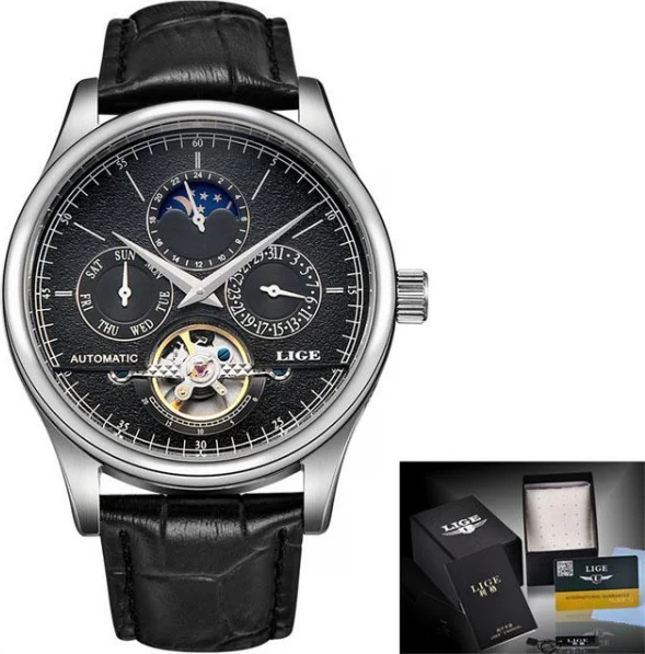 Ceas mecanic automatic Lige Elegant Clasic Curea din piele ay45_701626427