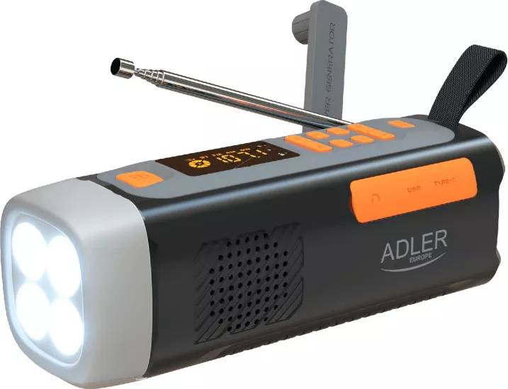 Radio de urgenta Adler AD 1920 Panou solar/Dinama manuala/USB-C 4500 mAh