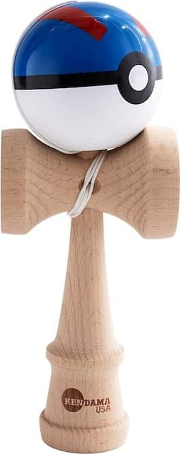 Kendama din Lemn Tip Pokeball Jucarie Skill Toy Bila Colorata 18 cm pentru