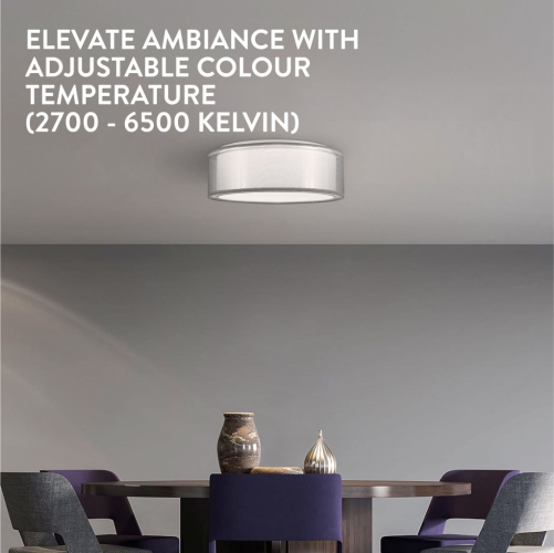 Plafoniera LED rotunda Navaris 40 cm 2 straturi telecomanda alb