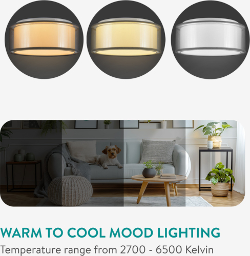 Plafoniera LED rotunda Navaris 40 cm 2 straturi telecomanda alb