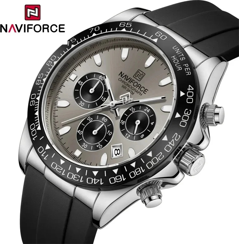 Ceas Barbati Naviforce 8054 Negru-Argintiu &ndash Design Military Functii
