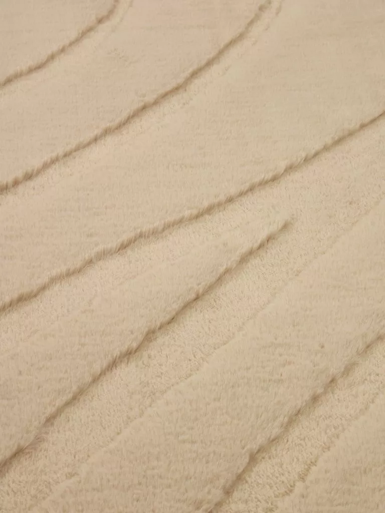 Covor rotund bej imitatie blana linii geometrice lavabil 160 cm