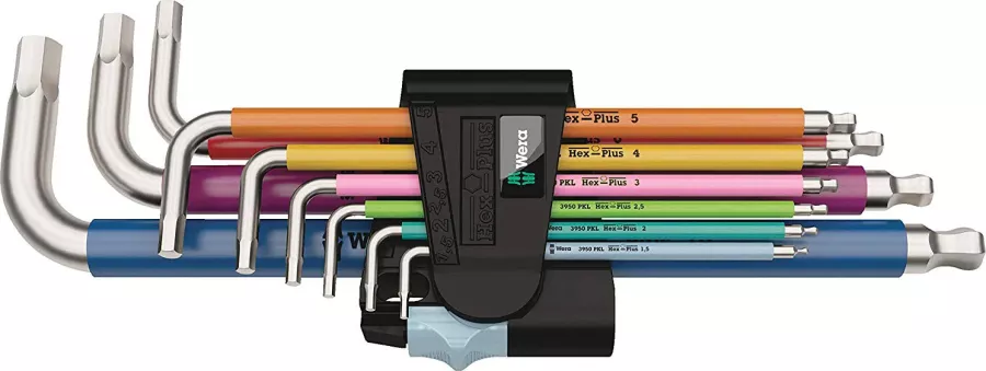 Set chei imbus din inox multicolore cu bila WERA Hex-Plus 9 piese