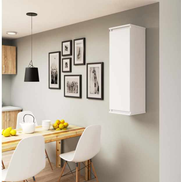 Dulap suspendat cu usa si 3 rafturi interioare PAL 16 mm 30x30x99 cm alb