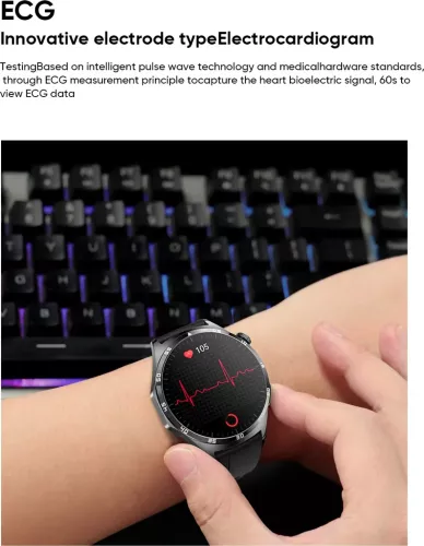 Smartwatch sport ZYTEQ® 1.43& Super AMOLED apel Bluetooth ECG ritm cardiac