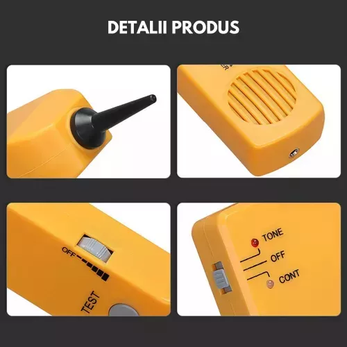 Tester continuitate cablu Detector scurt circuit - intrerupt Galben