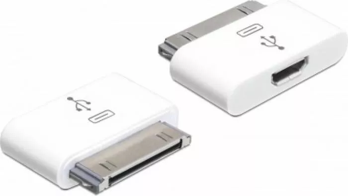 Adaptor Delock iPhone iPad la micro USB B alb 65357