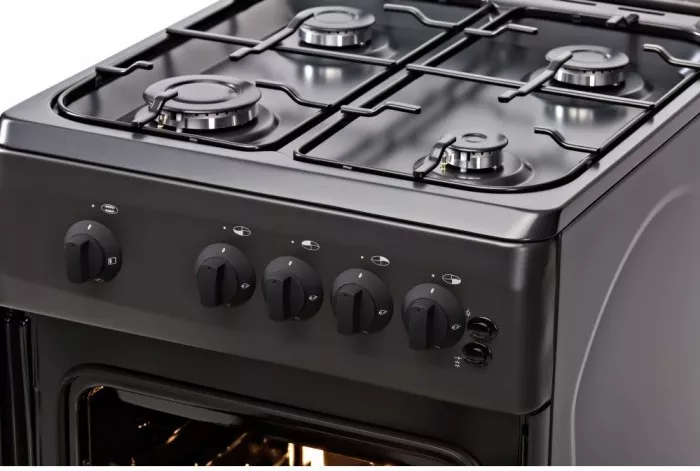Aragaz LDK 5060 GRAI MAT BLACK RMV NG 4 arzatoare 51 L Cuptor gaz ...