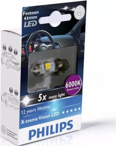 Bec cu LED Philips SV8.5 12V 1W 11 41mm X-Treme Vision a_12946 1led - cel.ro