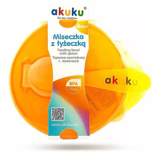Bol cu capac si lingurita portocaliu Akuku a0255 - cel.ro
