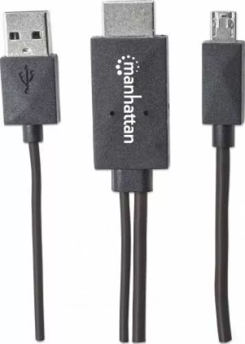 Cablu adaptor Manhattan MHL Micro-USB 11-pin - HDMI cu USB-A mht151511 ...