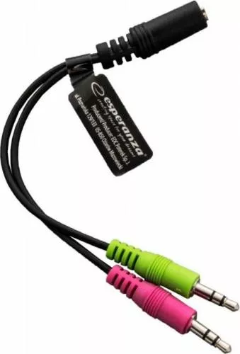 Cablu Audio Esperanza Jack 3.5mm mama la 2 x Jack 3.5mm tata 0.15m Negru - cel.ro