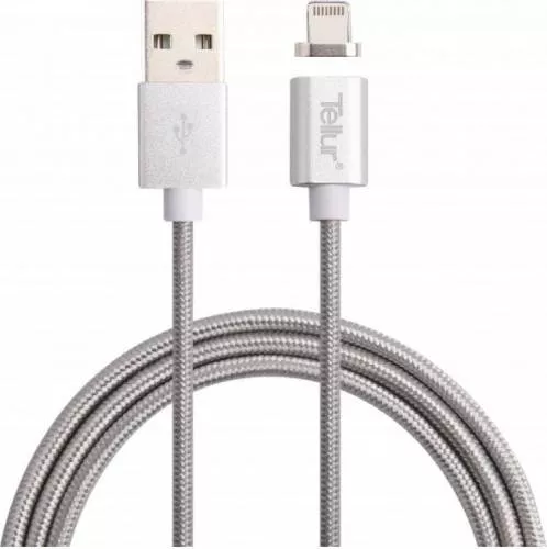 Cablu de date Tellur USB - Lightning conector magnetic 1m Argintiu tll155301 - cel.ro