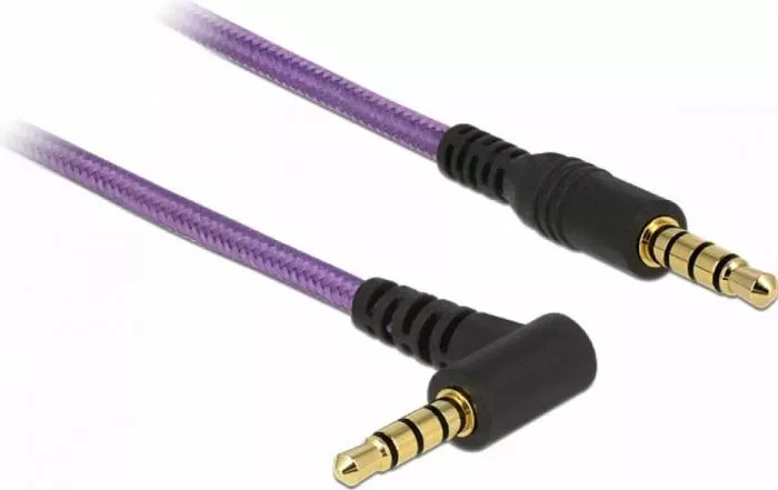 Cablu Delock Stereo Jack 3.5mm 4 pini Unghi Mov T-T 2m 84763 - cel.ro