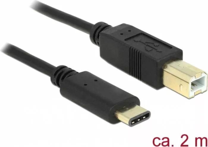 Cablu Delock USB Tip C tata la USB Tip B tata 2m Negru 83330 - cel.ro