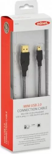 Cablu Ednet USB 2.0 A tata la miniB tata 3m Negru 84185 - cel.ro
