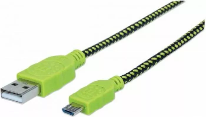 Cablu Manhattan Micro USB 2.0 A-Micro-B 1.8m Negru-verde mht394055 - cel.ro