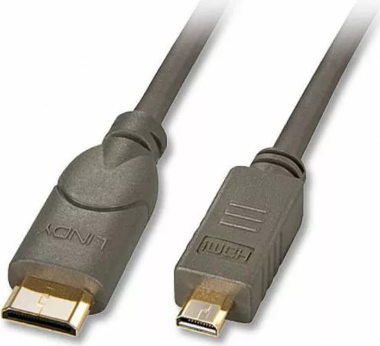 Cablu mini HDMI-C la micro HDMI-D 1.5m T-T Lindy Grey l41342 - cel.ro