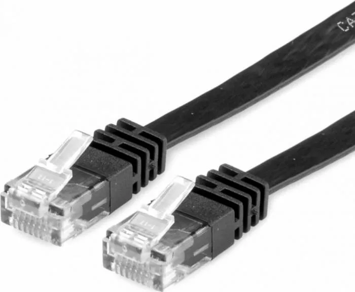 Cablu retea Value UTP Flat Cat.6A 3m Negru 21.99.0823-40 - cel.ro