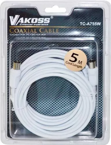 Cablu TV Vakoss Coaxial antenna 2x M TC-A755W 5m Alb tc-a755w - cel.ro