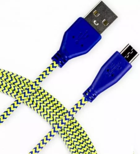 Cablu USB 2.0 Art USB A tata la microUSB tata 2m Albastru-Galben