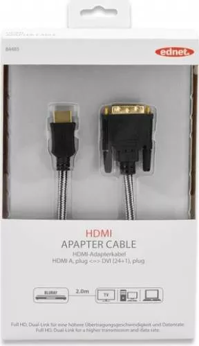 Cablu video Ednet HDMI A tata la DVI-D tata 3m Negru 84486 - cel.ro