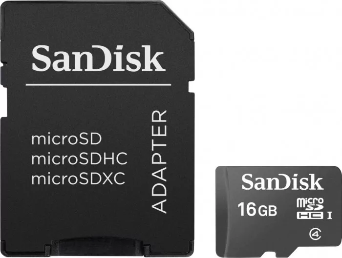 Card De Memorie microSDHC SanDisk 16 GB Clasa 4 Adaptor sdsdqm-016g-b35a - cel.ro