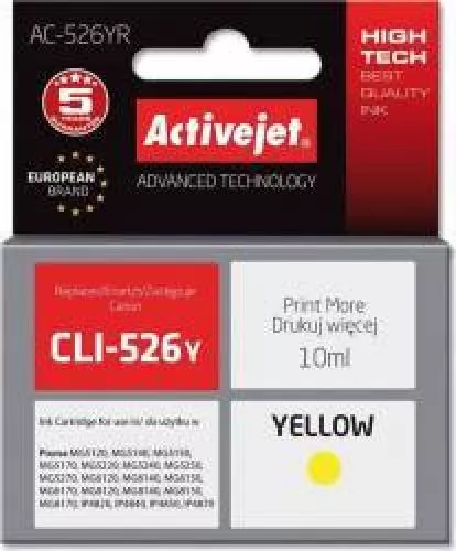 Cartus ActiveJet compatibil ac-cli-526y Canon cli526y 10ml Galben ...
