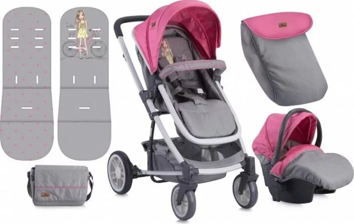 Carucior set 3in1 Lorelli S-500 Gri si Roz 10020851740 - cel.ro