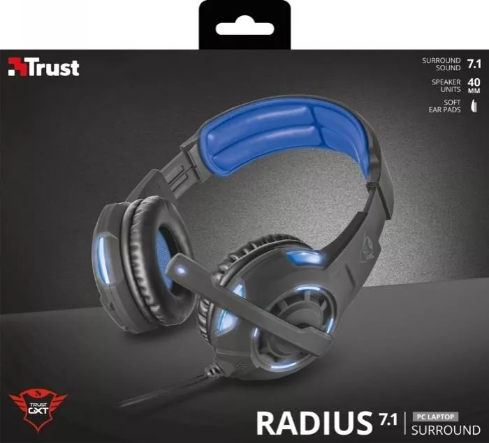Casti Gaming cu Microfon Trust GXT 350 Radius 7.1 Surround USB Negru ...