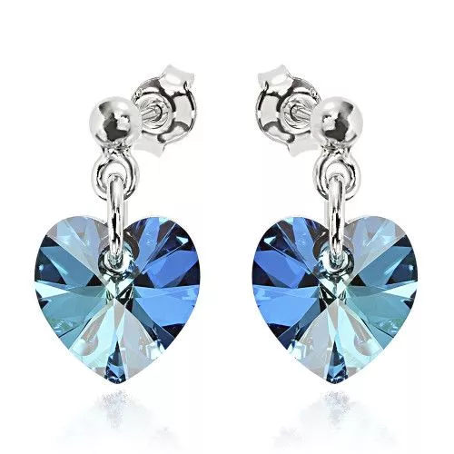 Cercei argint 925 cu swarovski elements 10 mm Bermuda Blue chsb1022 - cel.ro