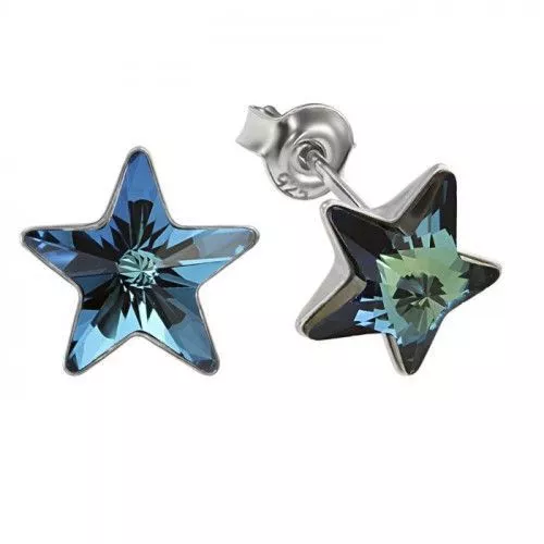 Cercei argint 925 cu swarovski elements 10 mm Bermuda Blue csts1022 - cel.ro