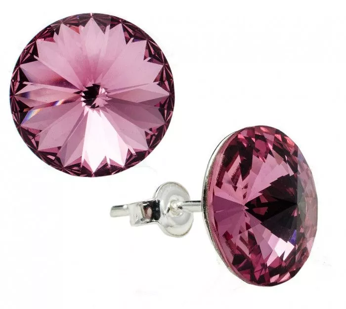 Cercei argint 925 cu swarovski elements 12 mm Rose crsr1209 - cel.ro