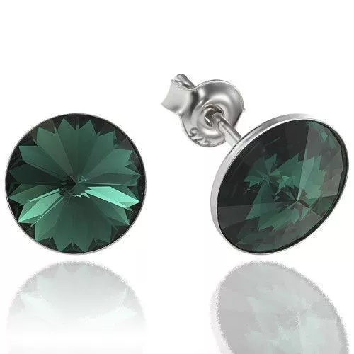 Cercei argint 925 cu swarovski elements 8 mm Emerald crsr816 - cel.ro