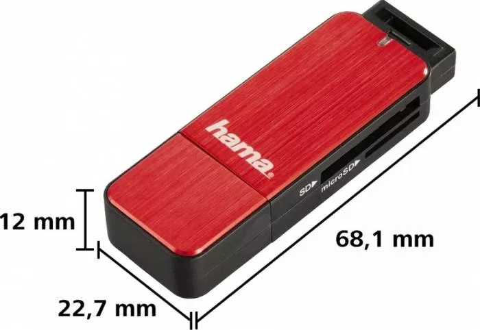 Cititor de carduri Hama USB 3.0 SD microSD Rosu 4047443200082 - cel.ro