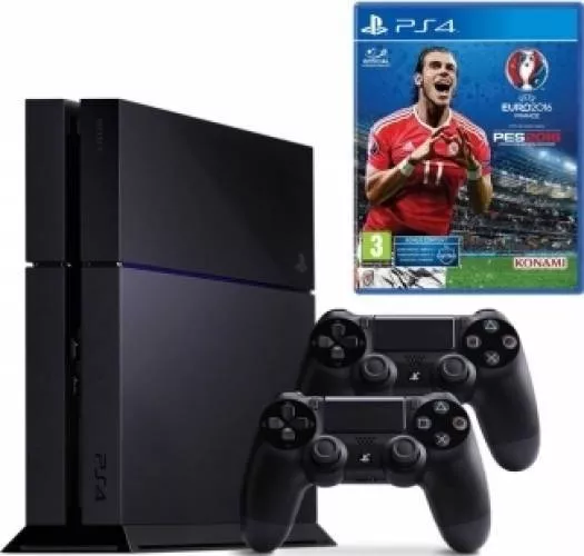 Consola Sony PlayStation 4 500 GB Negru + Joc PES Euro 2016 ...