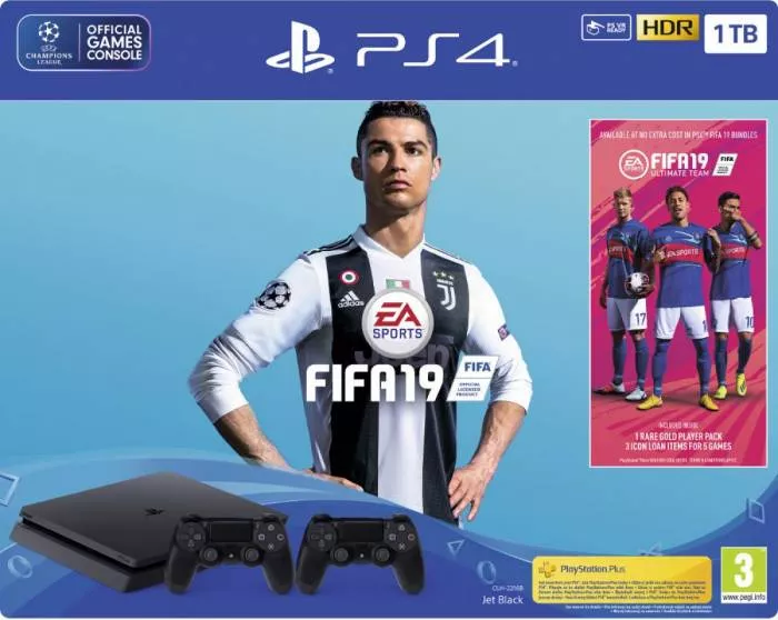Consola Sony PlayStation 4 Slim 1TB Negru + FIFA 19 + Extra Controller ...