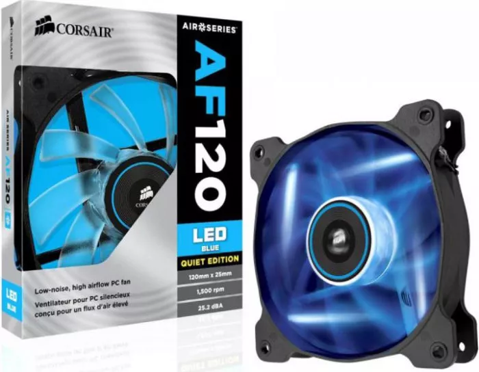 Ventilator Corsair AF120 LED Blue 120 mm 1500 RPM Twin Pack co-9050016 ...