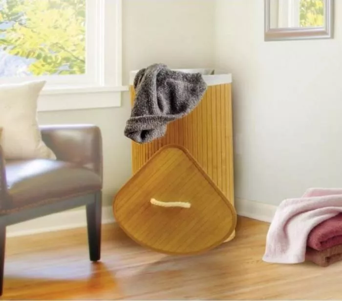 Cos de rufe pentru colt din bambus 35X35X60cm HR-KSH15-CT - cel.ro