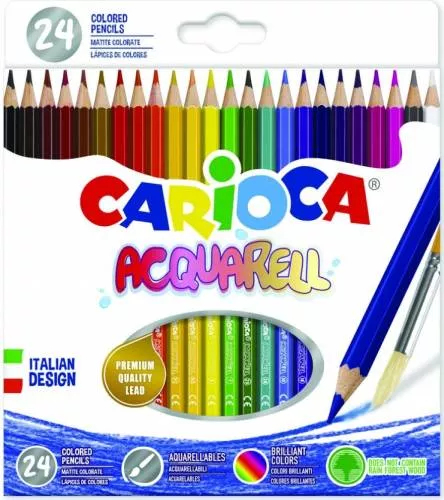 Creioane colorate CARIOCA Acquarell hexagonale 24 culori-cutie ca-42858 ...