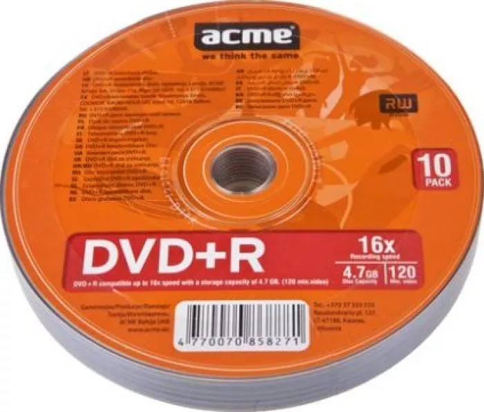 DVD+R 4.7GB 120Min 16x ACME 10 buc set acm4770070858271 - cel.ro