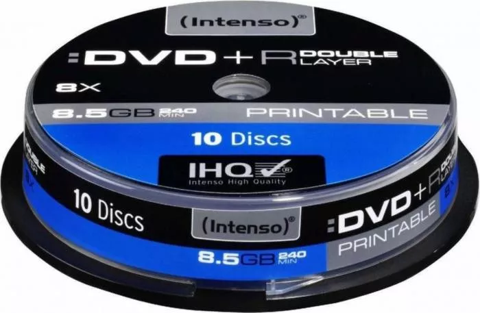 DVD+R Intenso 8.5GB 8x DL Print- 10 buc Cake Box INT4381142 - cel.ro