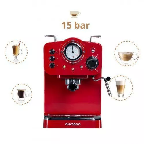 OURSSON EM1500RD 15 bari cu sistem de spumare 3 ani garantie 900W Rosu ...