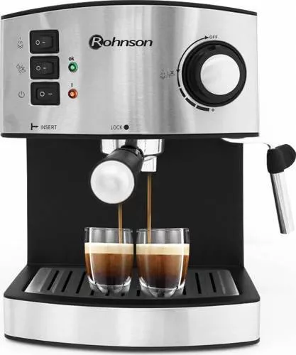 Espressor manual Rohnson R972 15 bari 850W 1.6l Sistem de spumare Inox ...