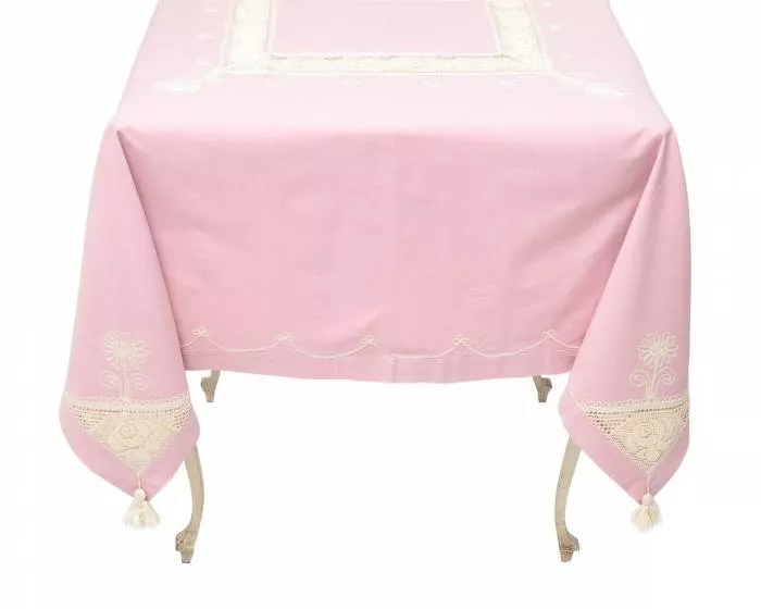 Fata de masa Valentini Bianco 100 bumbac culoare roz 140x240 cm BK004 ...